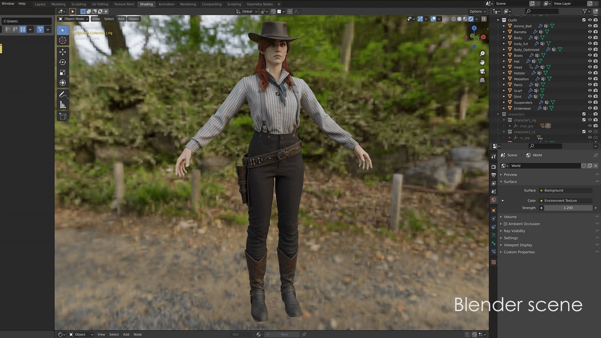 3D model Cowboy Girl 2 - Western Wild West Adventure Survival Character ...
