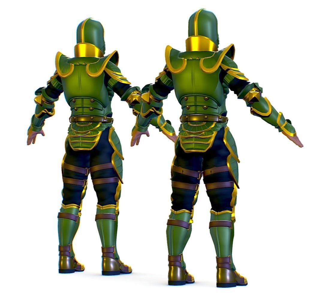 3D model Subdivision 3D Men The Knight in Green Armor VR / AR / low ...