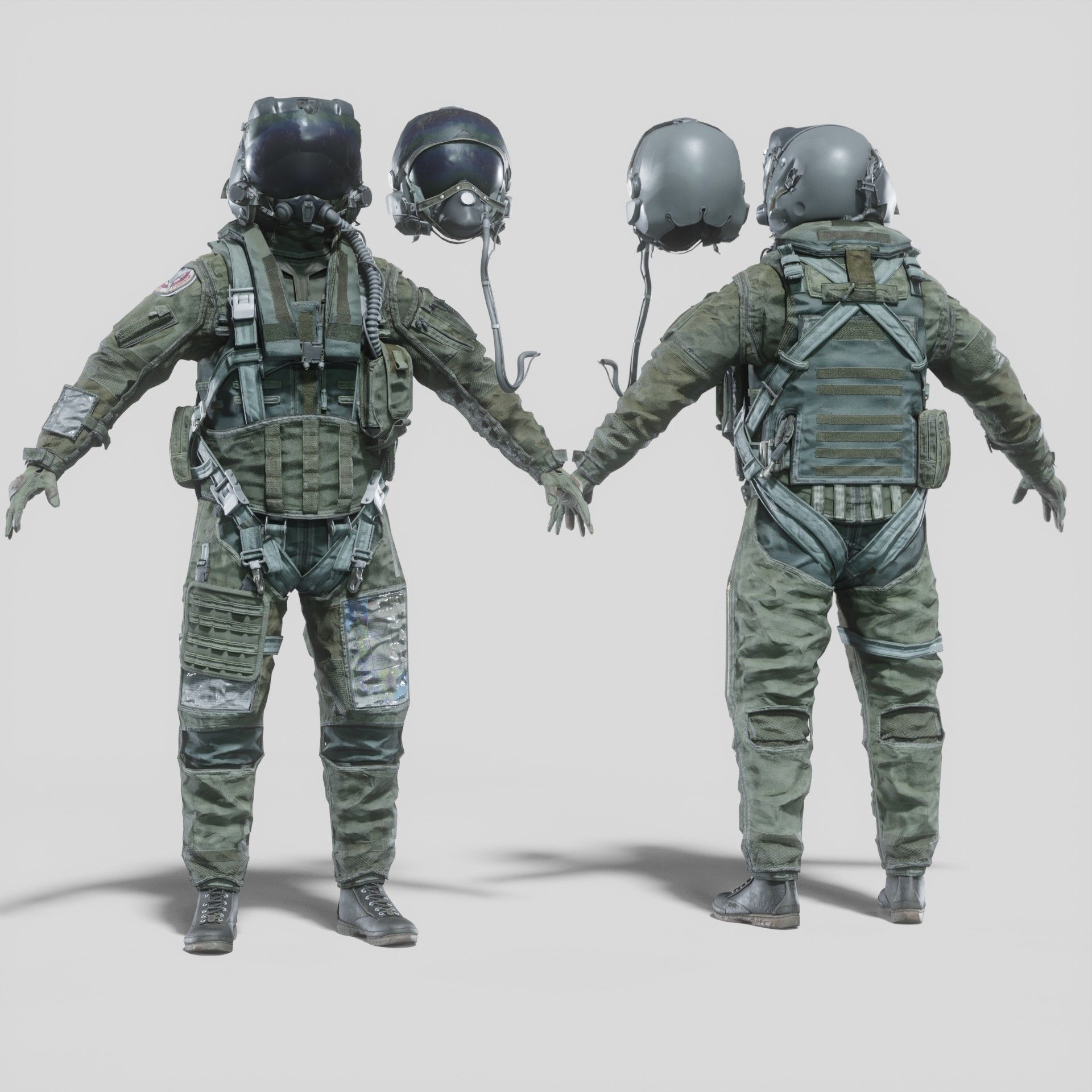 3D model FLIGHT SUIT Fighter Pilot Rigged VR / AR / low-poly rigged ...