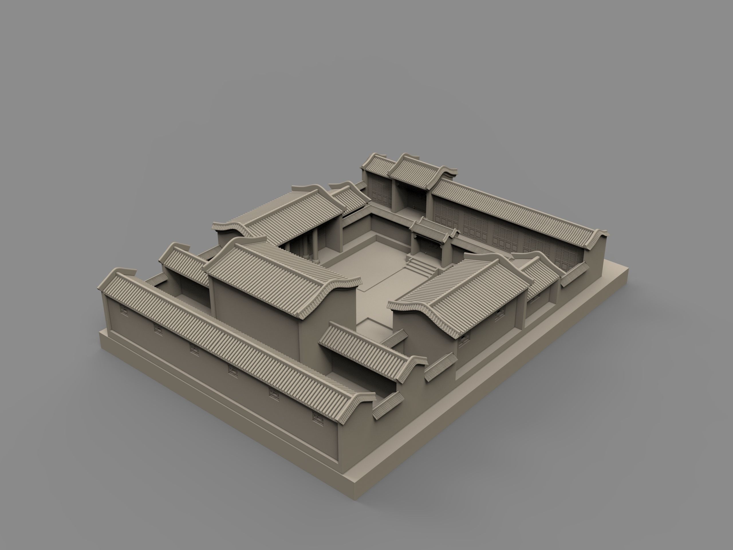 Chinese style building courtyard free 3D model 3D printable | CGTrader
