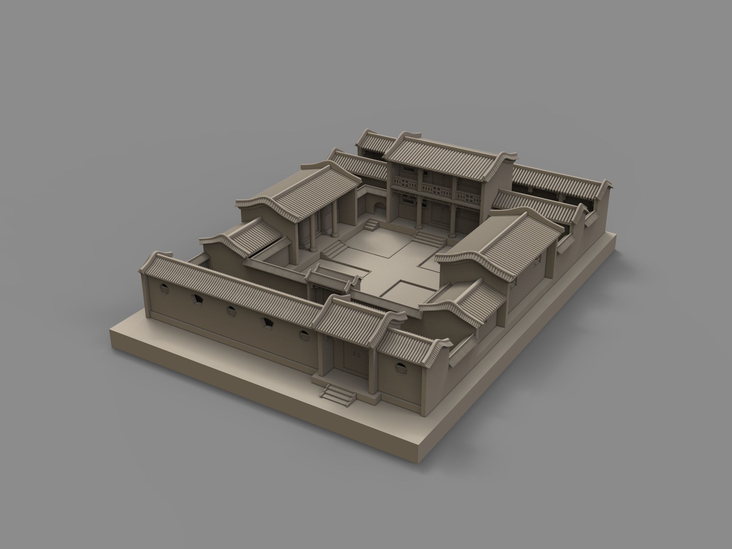 Chinese style building courtyard free 3D model 3D printable | CGTrader