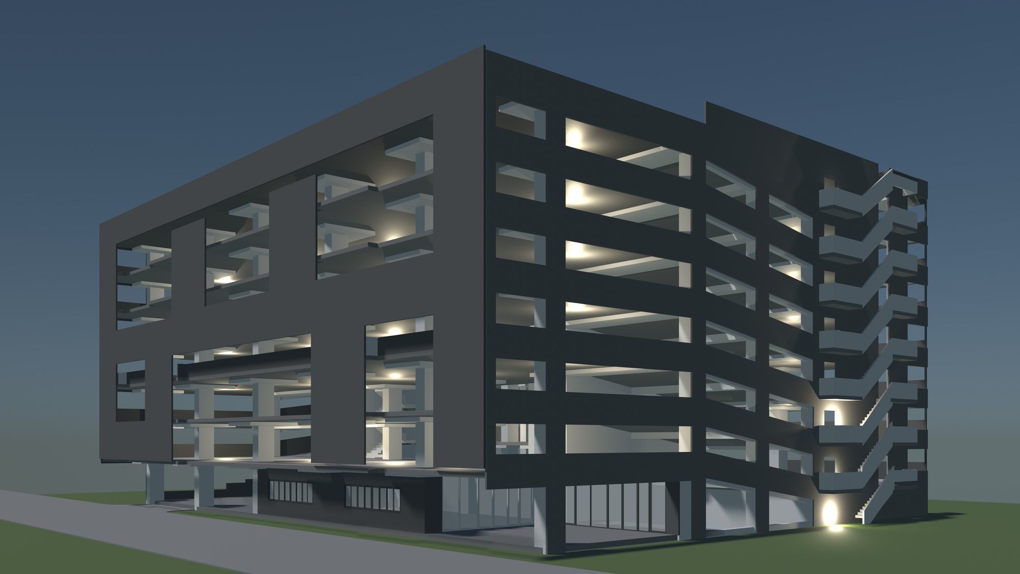 Parking garage building 3D model | CGTrader