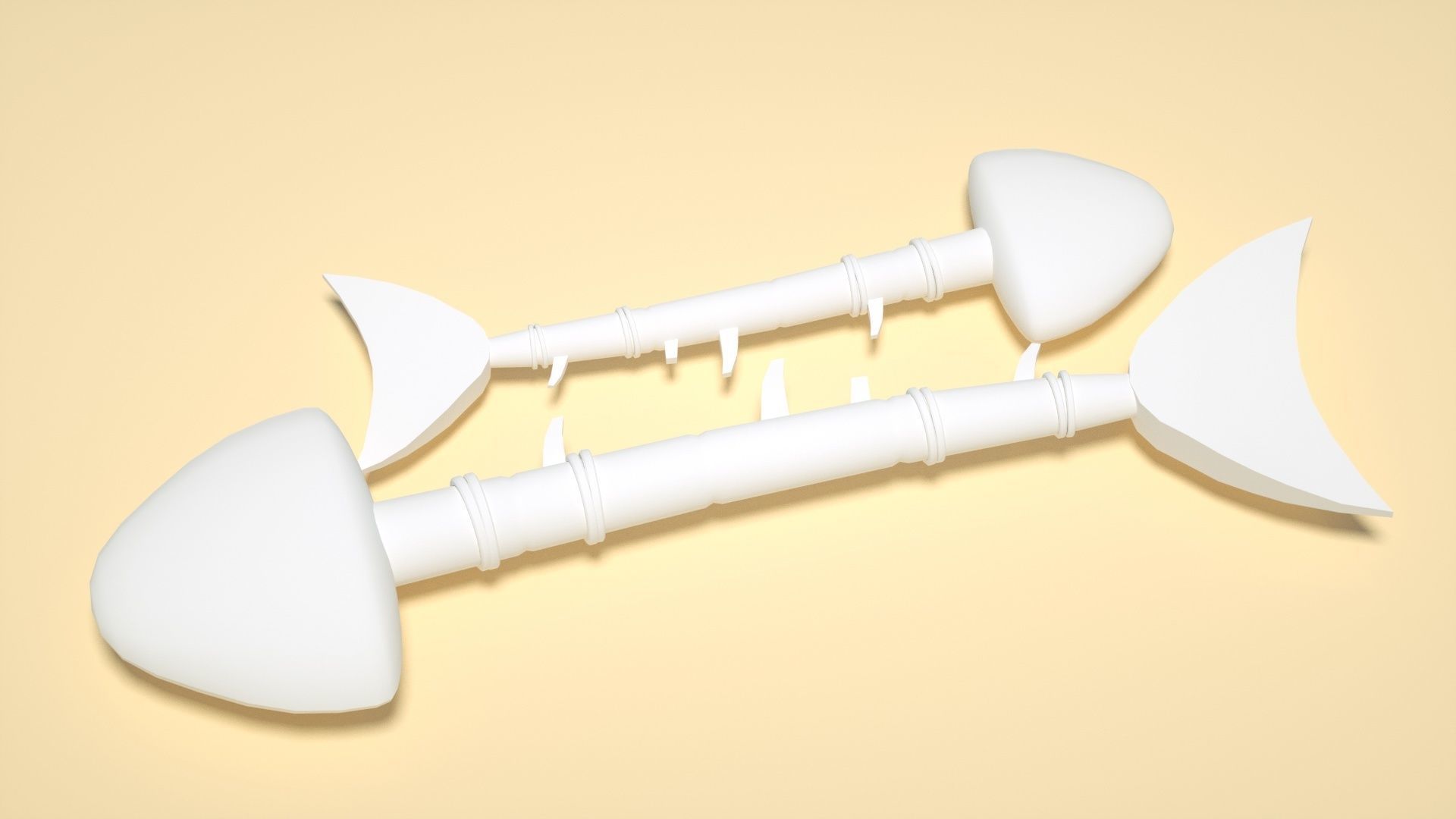 3D model Cartoon fish bone bone fossil C4D model VR / AR / low-poly ...