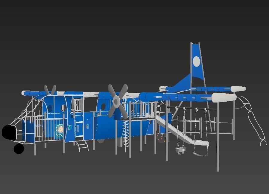 Airplane theme park amusement children playground 3D model | CGTrader