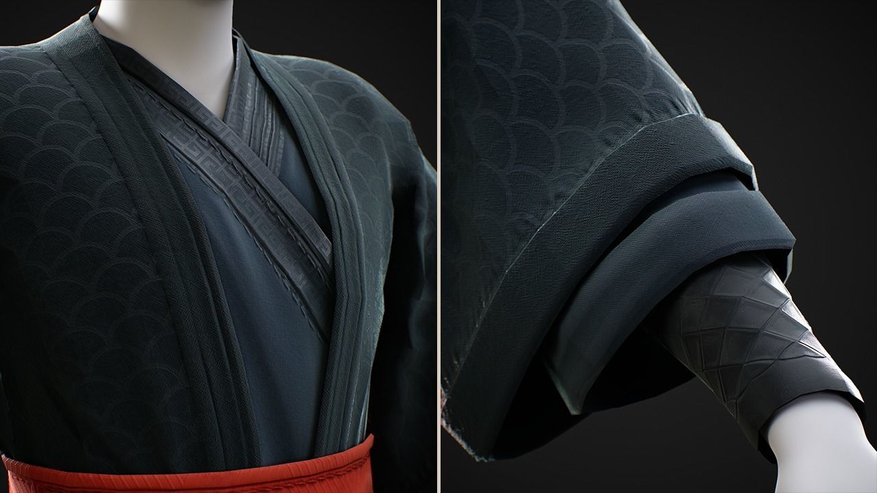 3D model Low Poly Asian Man Outfit Marvelous Designer VR / AR / low ...