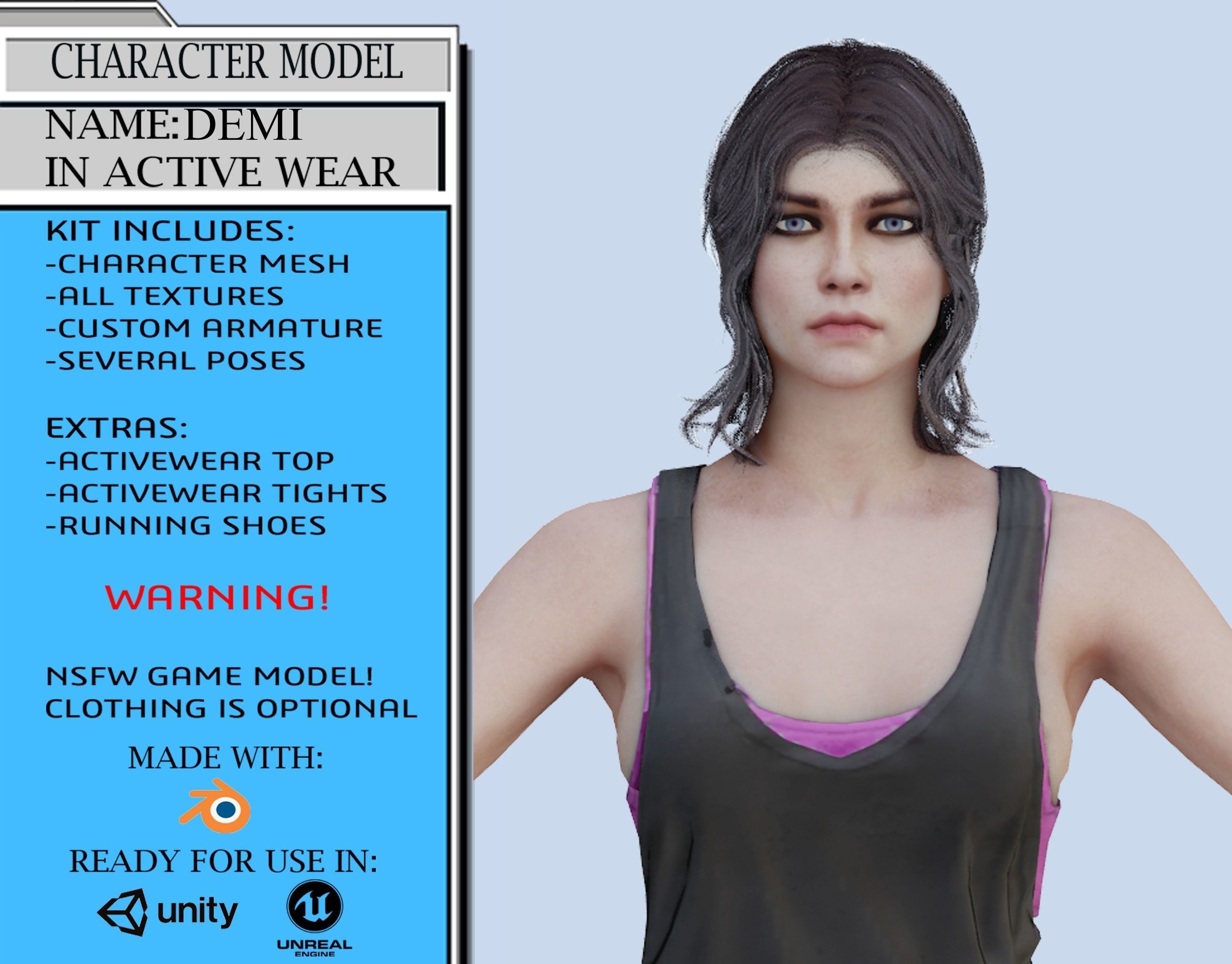 3D model VR PBR FEMALE AVATAR CHARACTER DEMI 3D MODEL CHEAP PRICE VR ...