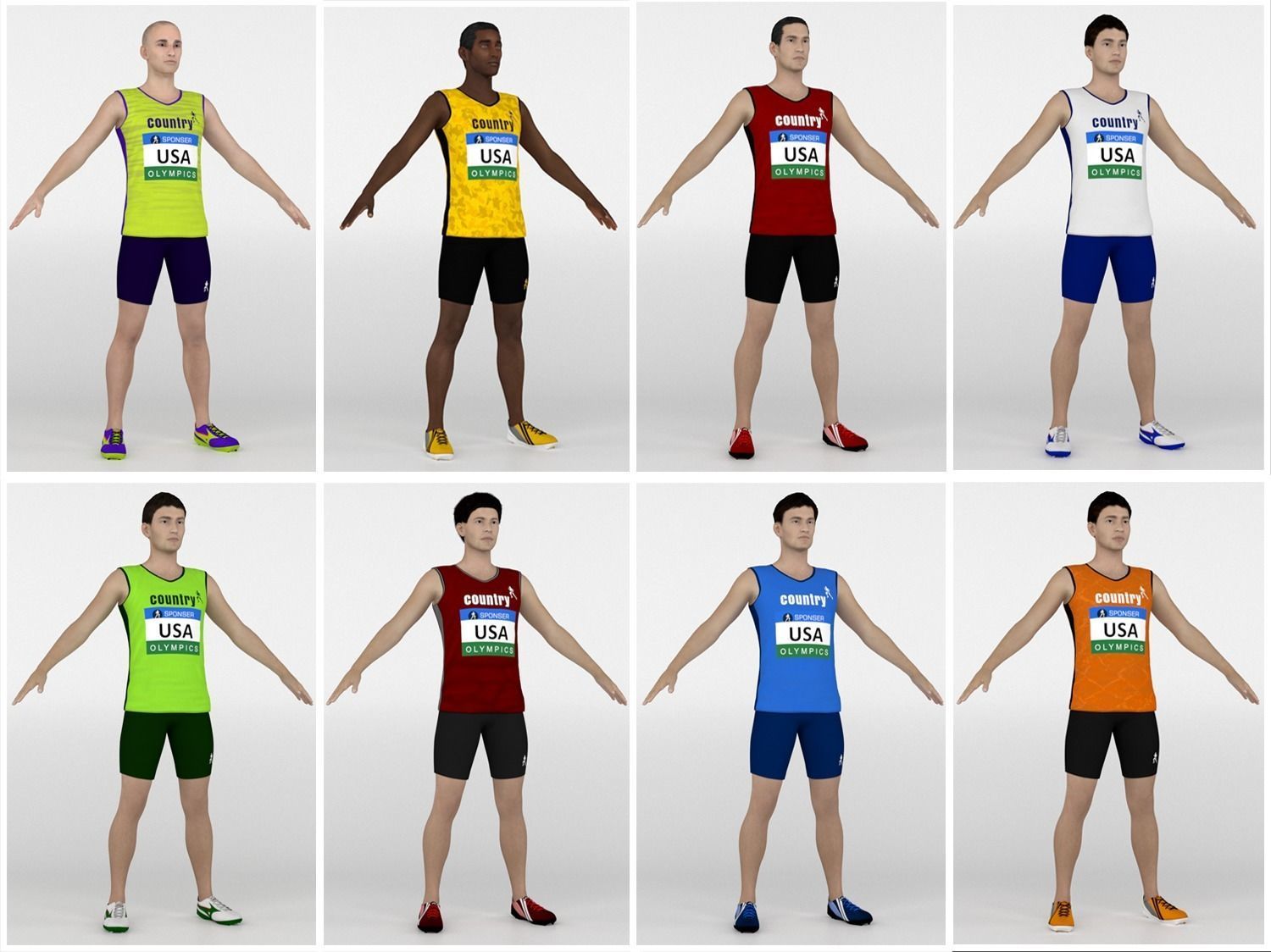 Athletic Runners 8 in 1 3D model | CGTrader