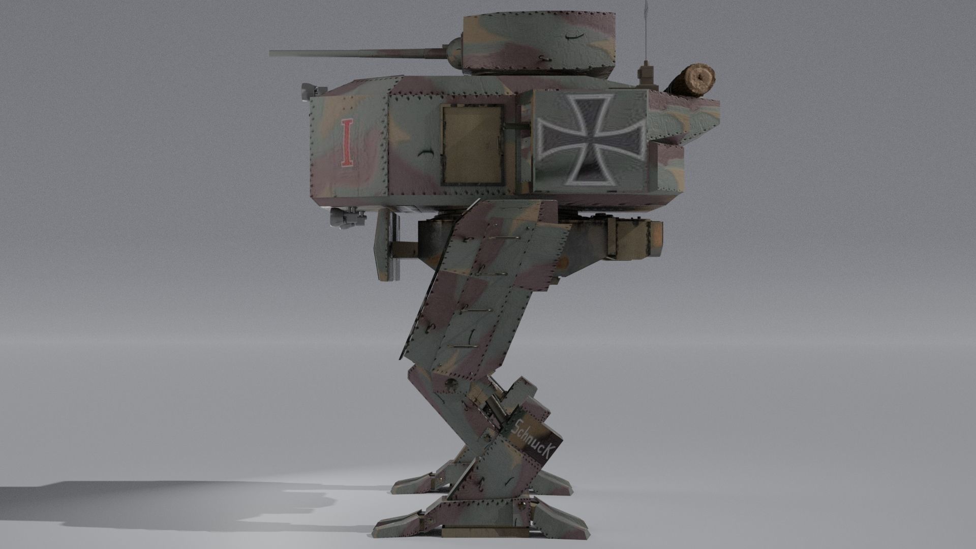 3D model Panzer Mech Walker with RIG and LOWPOLY Forest Camo VR / AR ...