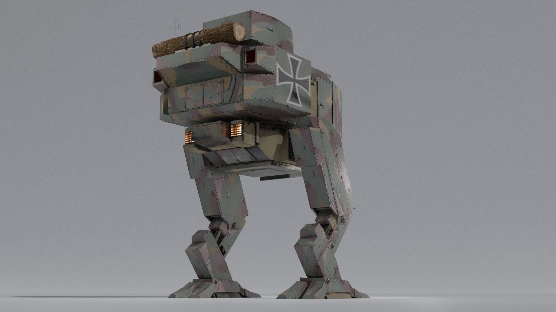 3D model Panzer Mech Walker with RIG and LOWPOLY Forest Camo VR / AR ...
