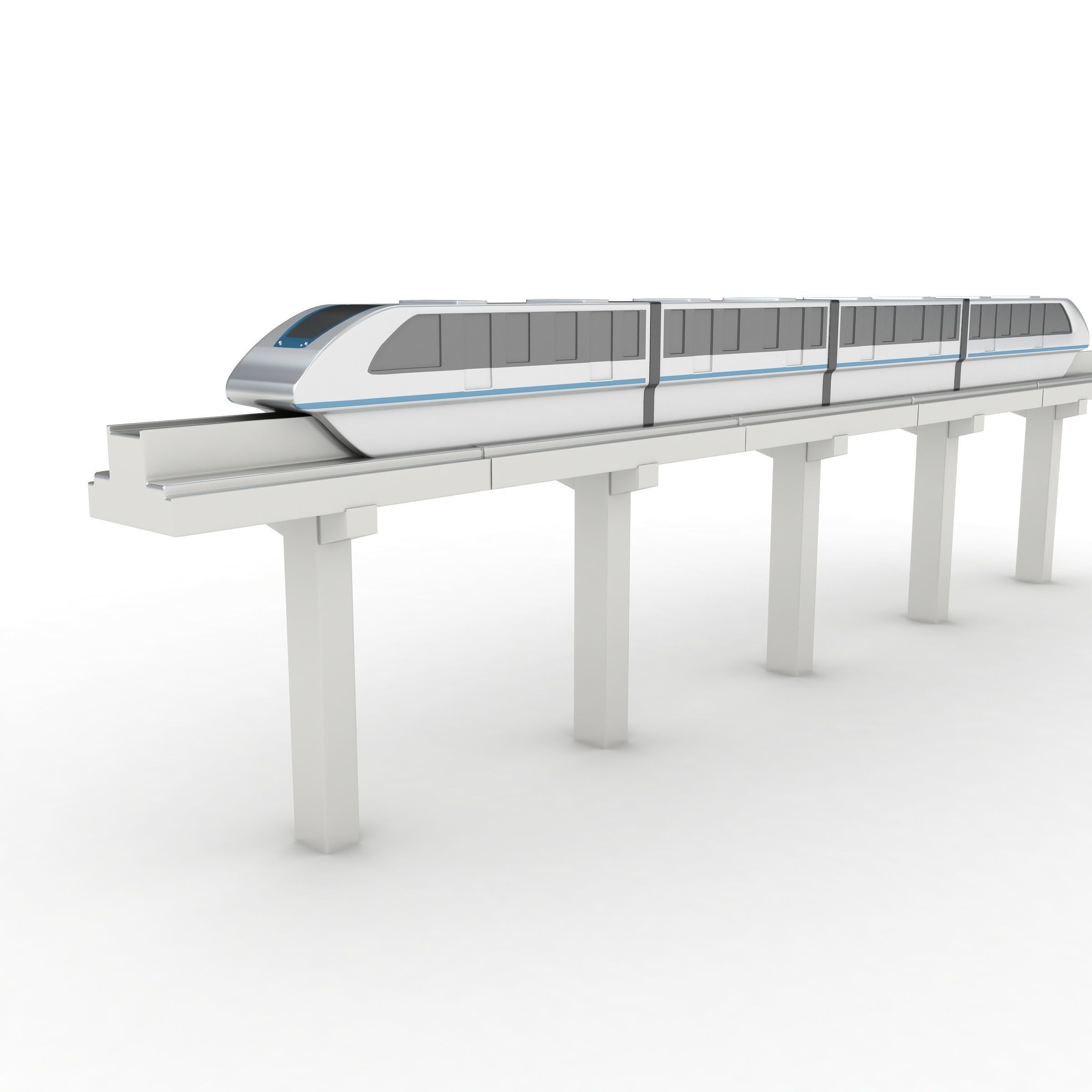Monorail futuristic high-speed train 3D model | CGTrader