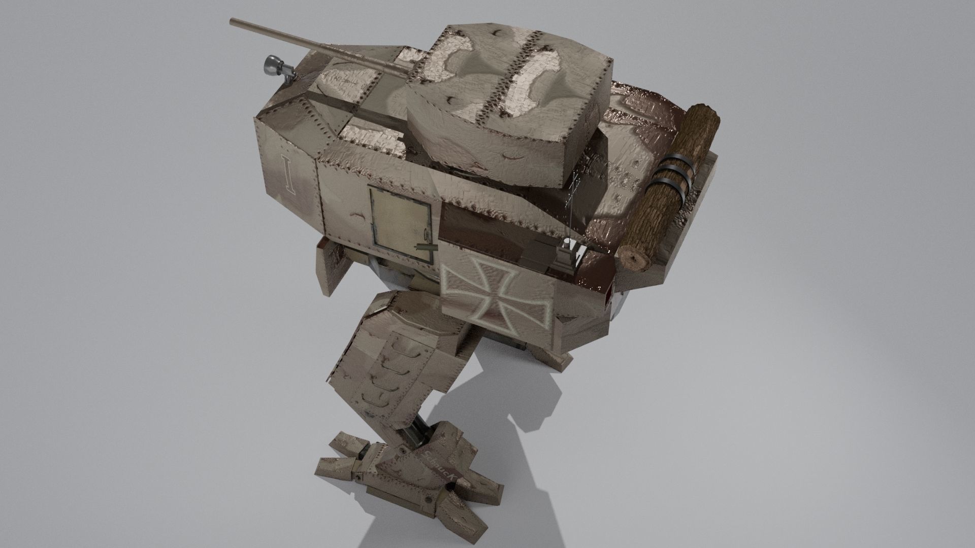 3D model Panzer Mech Walker with RIG and LOWPOLY Desert Camo VR / AR ...