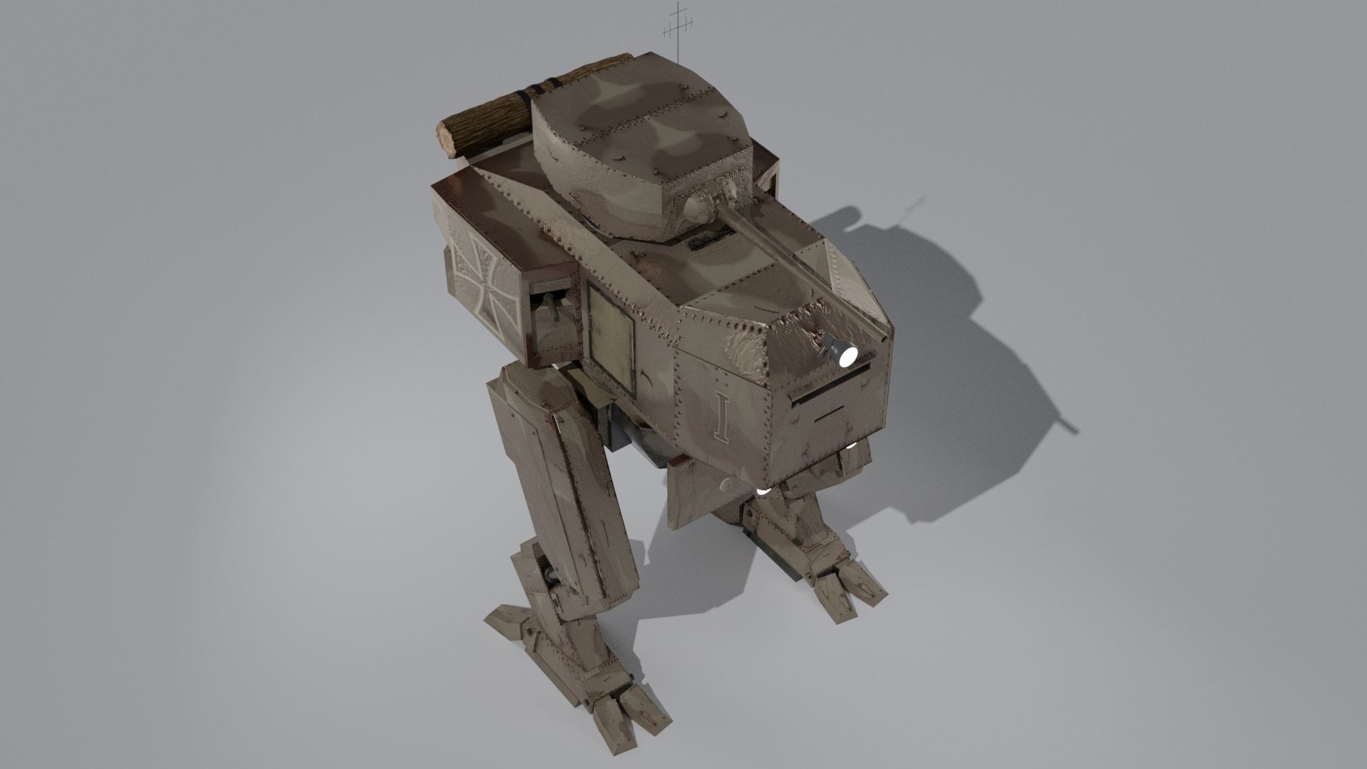 3D model Panzer Mech Walker with RIG and LOWPOLY Desert Camo VR / AR ...