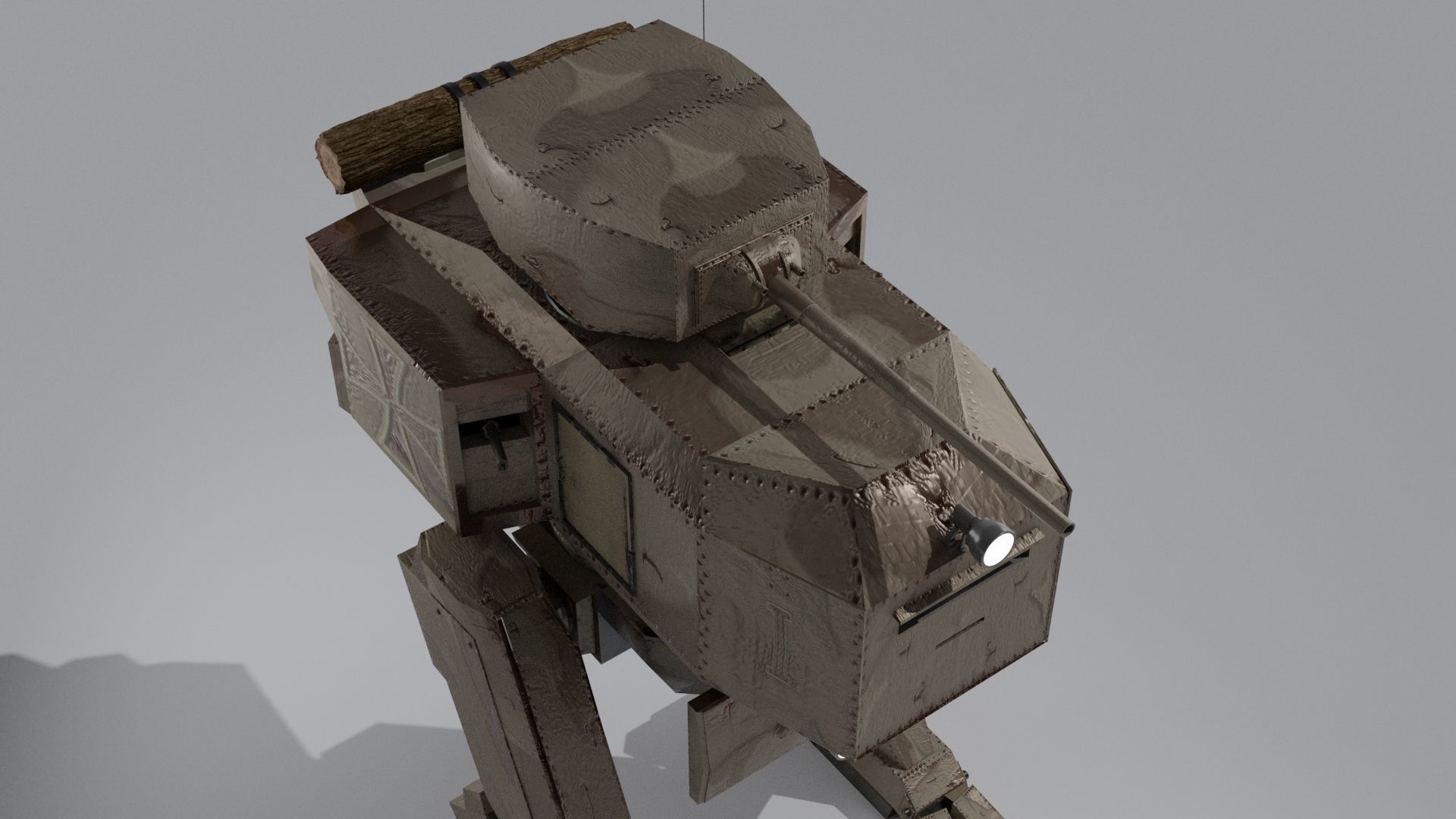 3D model Panzer Mech Walker with RIG and LOWPOLY Desert Camo VR / AR ...