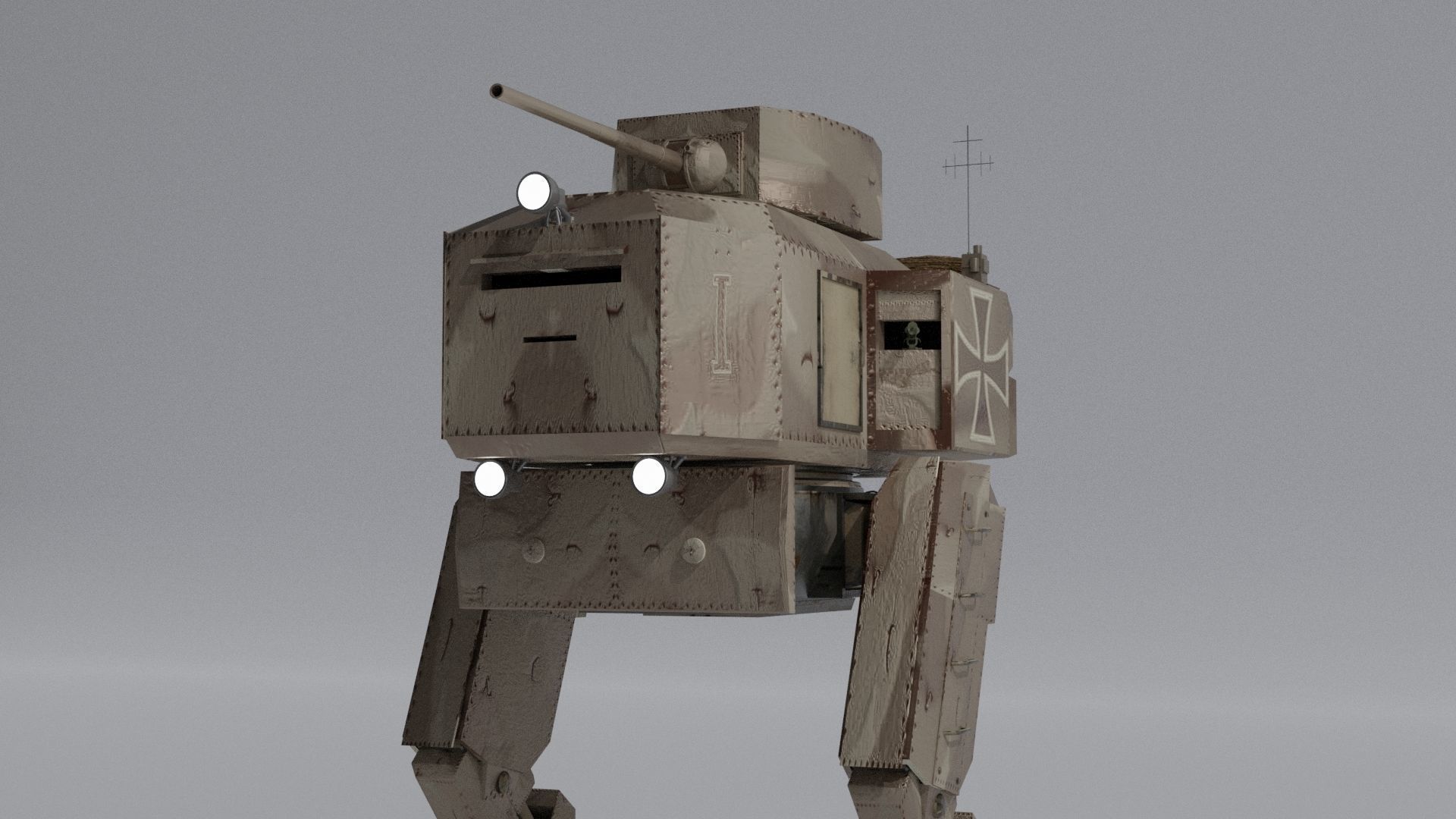 3D model Panzer Mech Walker with RIG and LOWPOLY Desert Camo VR / AR ...