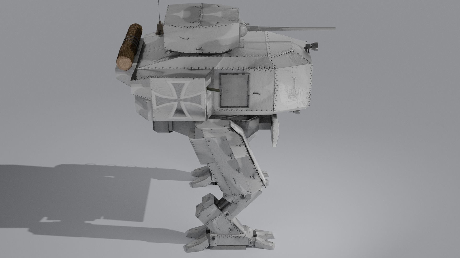 3D model Panzer Mech Walker with RIG and LOWPOLY Winter Camo VR / AR ...