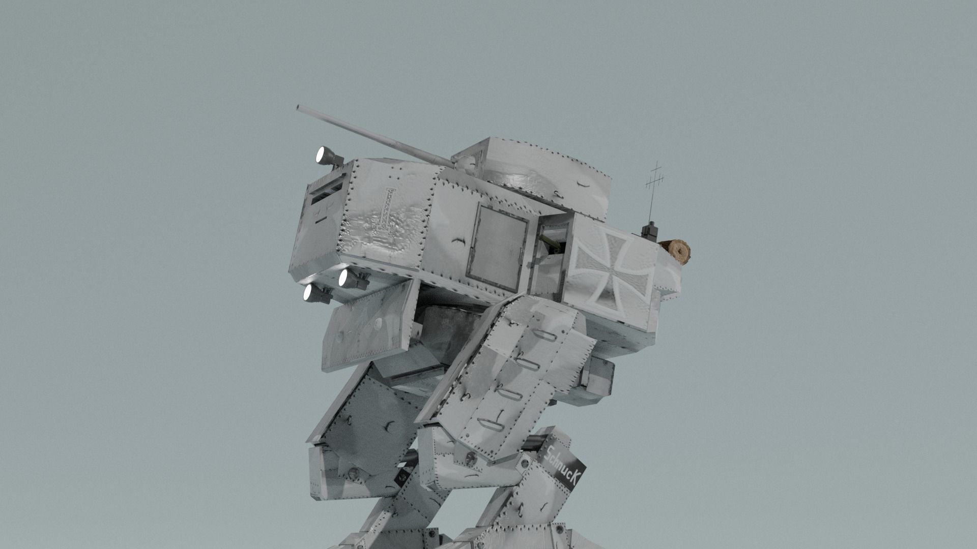 3D model Panzer Mech Walker with RIG and LOWPOLY Winter Camo VR / AR ...