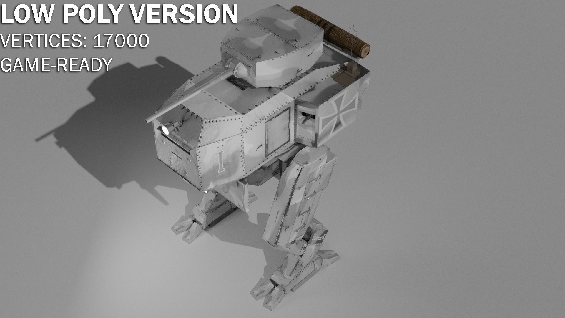 3D model Panzer Mech Walker with RIG and LOWPOLY Winter Camo VR / AR ...