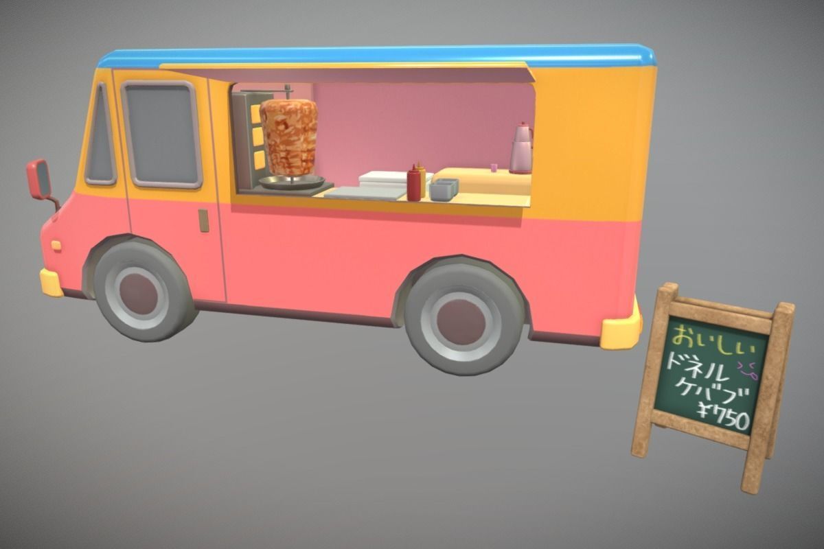 3D model Cute Kebab Kitchen Car VR / AR / low-poly | CGTrader