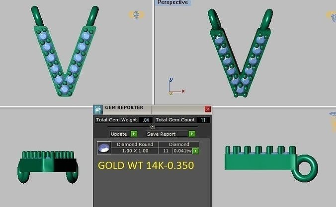 V letter pendant 3D model 3D printable | CGTrader