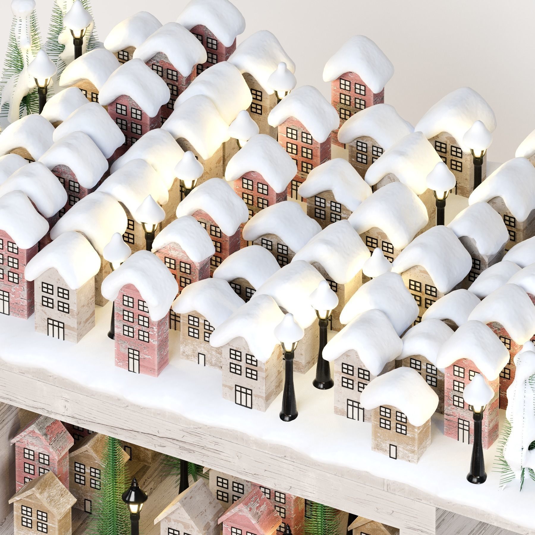 Snowy Village Decor Set 3D model | CGTrader