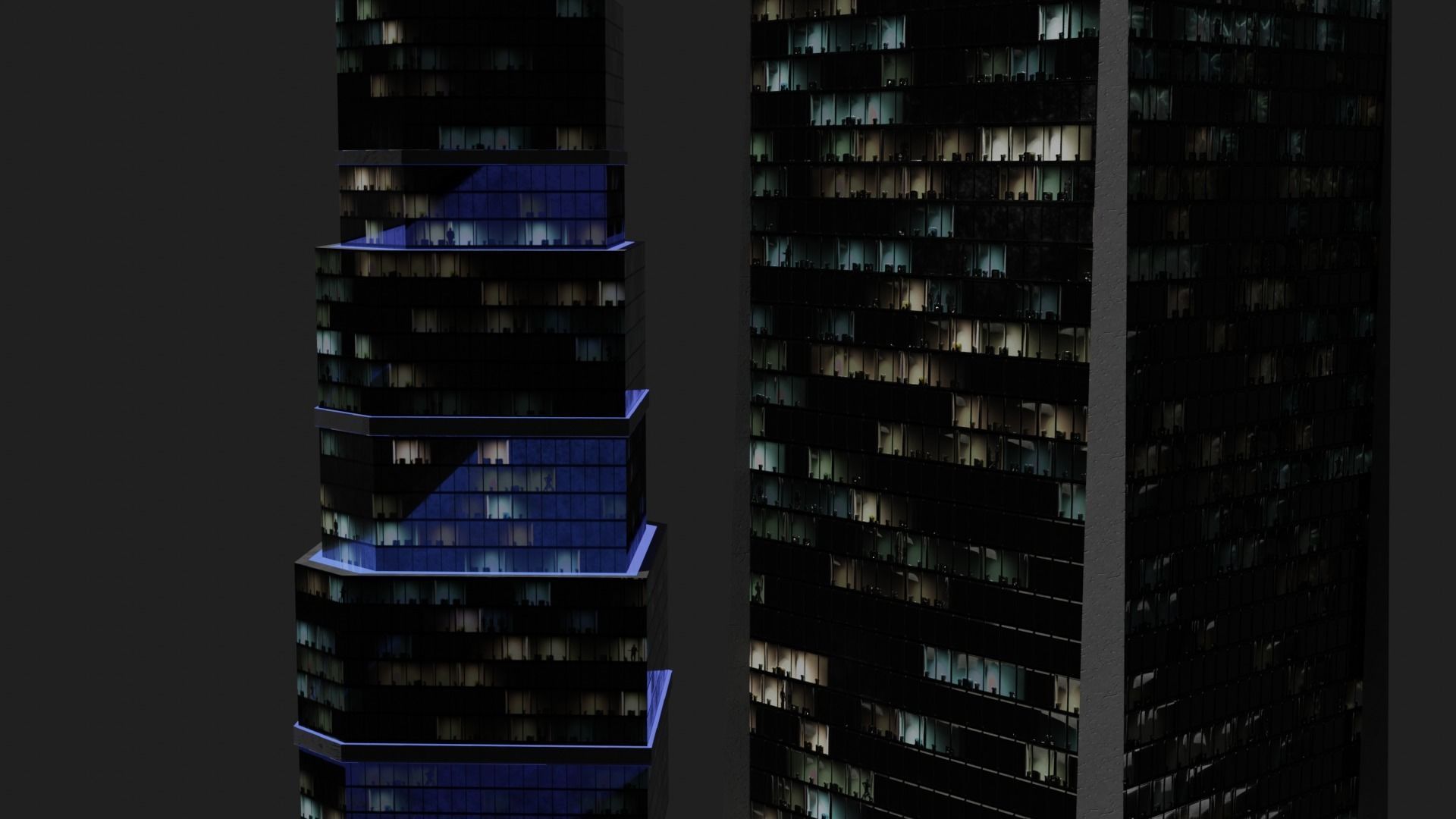 3D model SKYSCRAPERS NIGHT MODE PACK - LOWPOLY PBR MODEL VR / AR / low ...