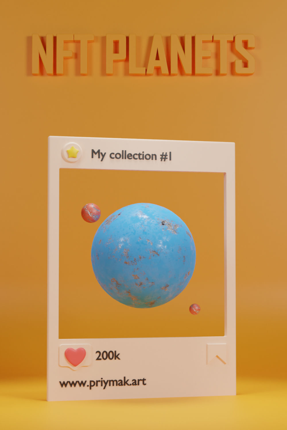 NFT 3D Insta social card Planets collection for Blender 3D model ...