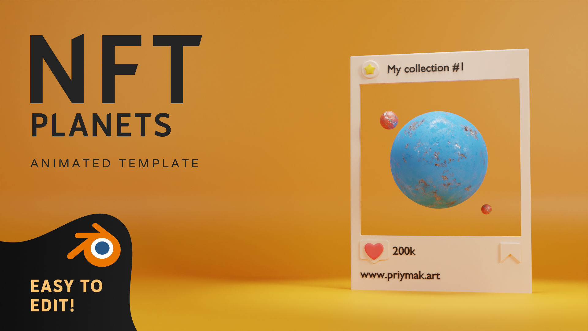 NFT 3D Insta social card Planets collection for Blender 3D model ...