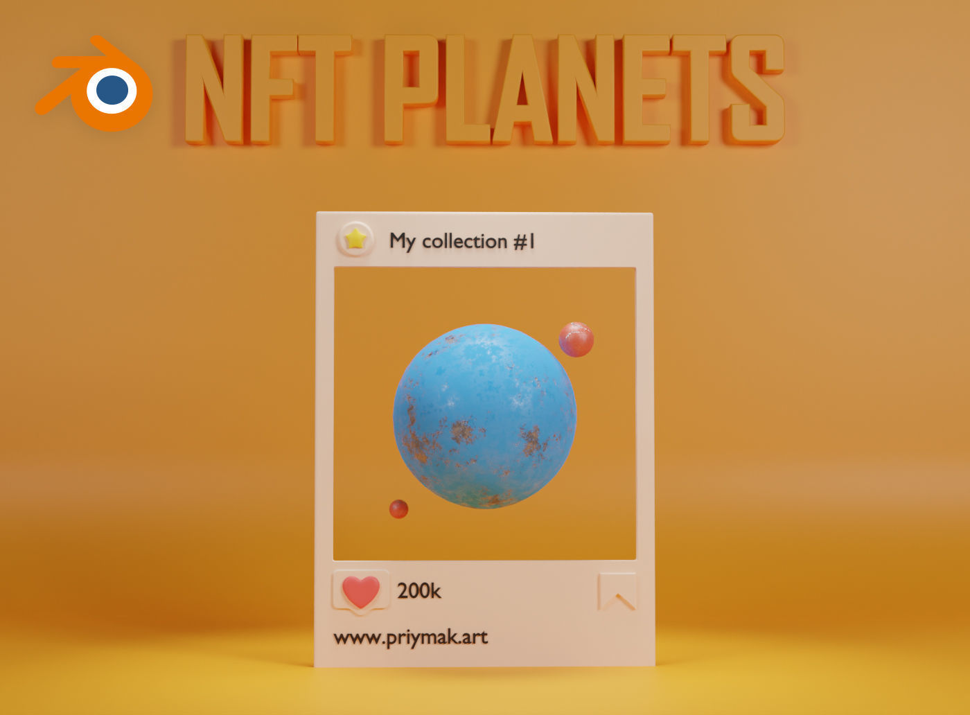 NFT 3D Insta social card Planets collection for Blender 3D model ...