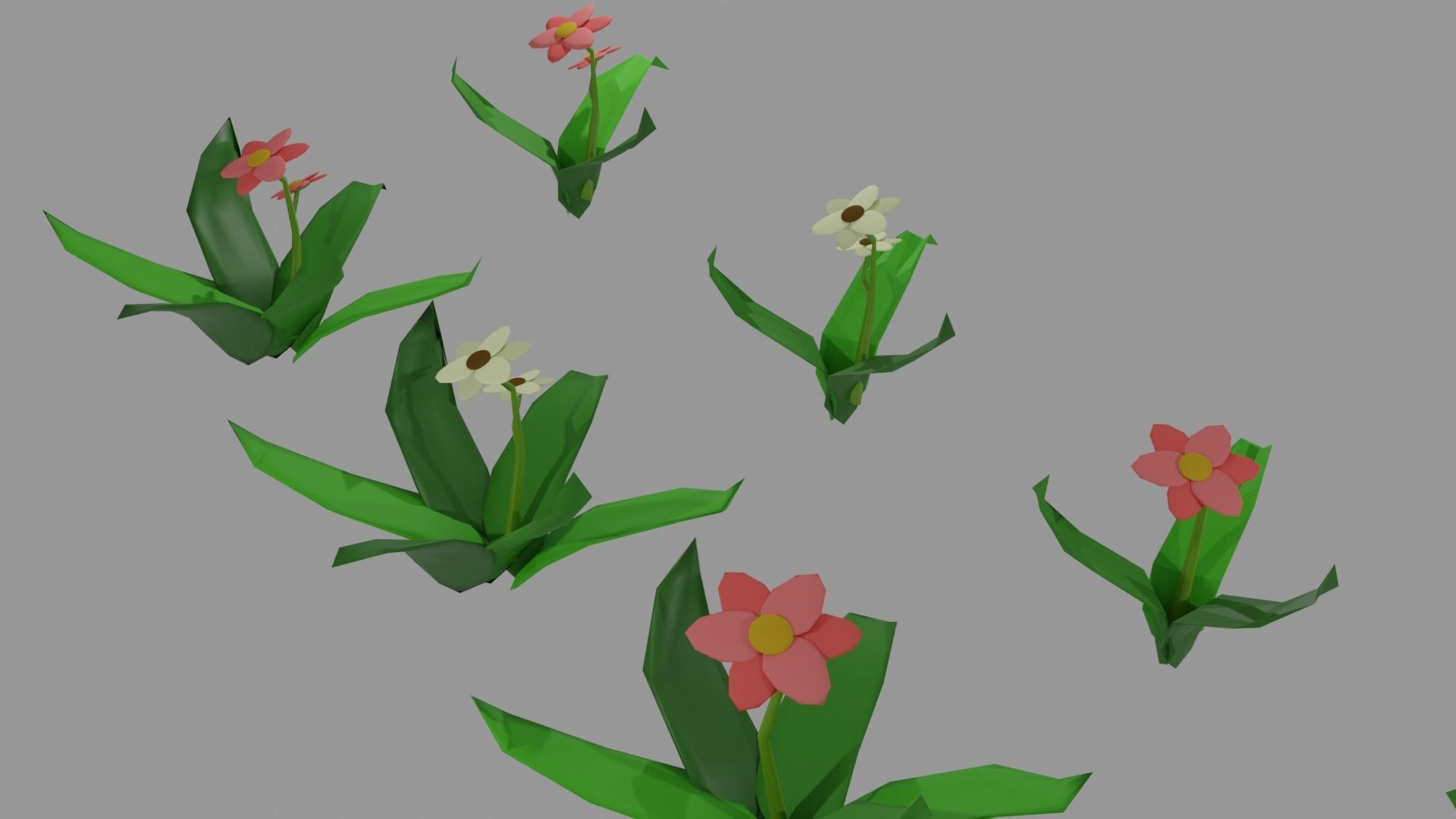 3D model Low Poly Grasses and Flowers VR / AR / low-poly | CGTrader
