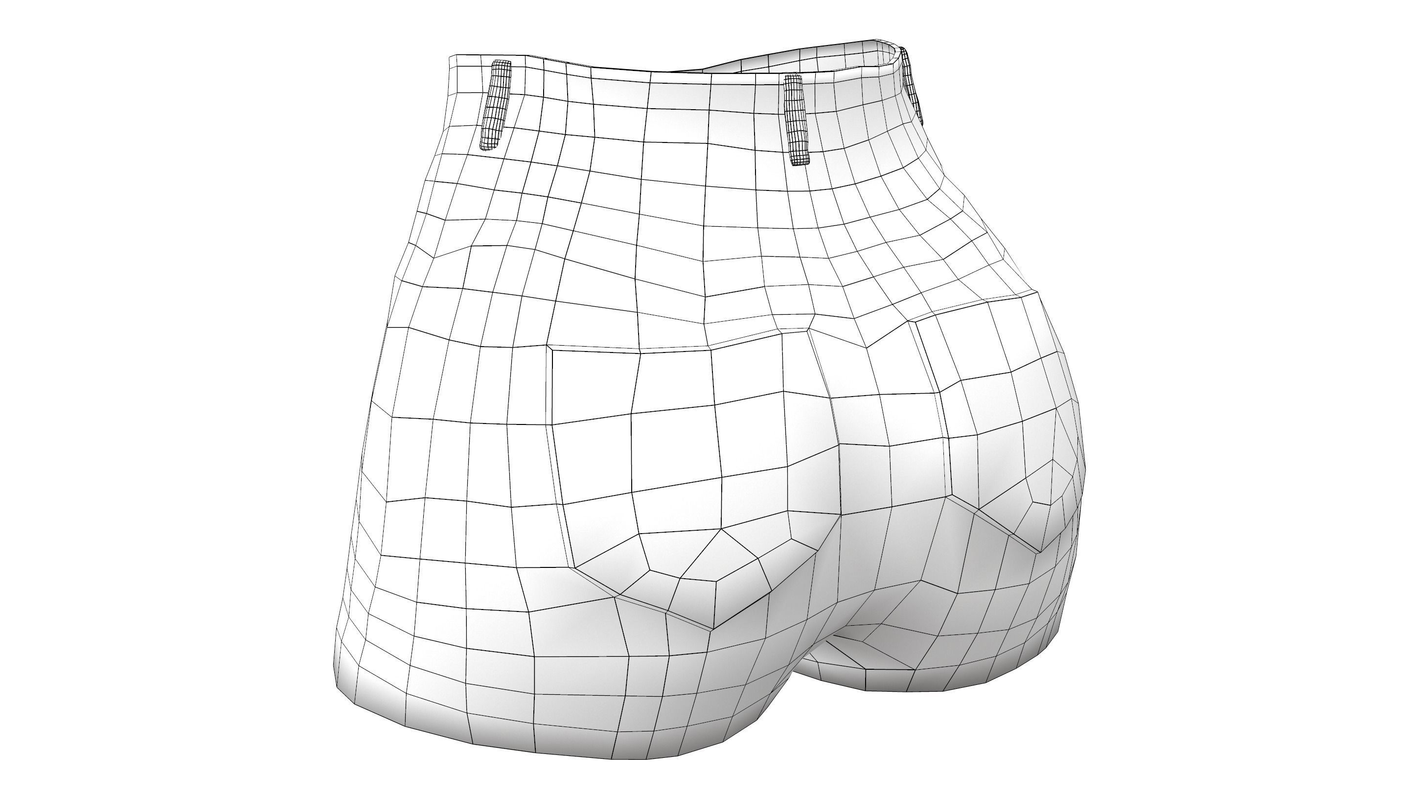 3D model High Waist Jeans Shorts Pants VR / AR / low-poly | CGTrader