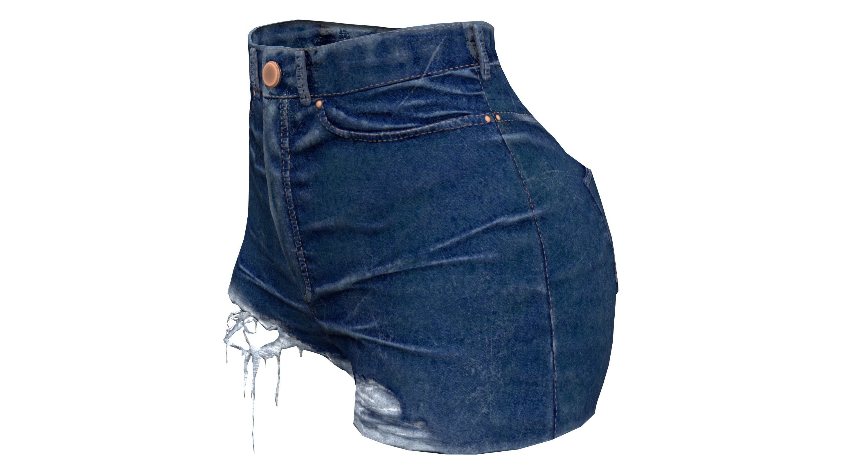 3D model High Waist Jeans Shorts Pants VR / AR / low-poly | CGTrader