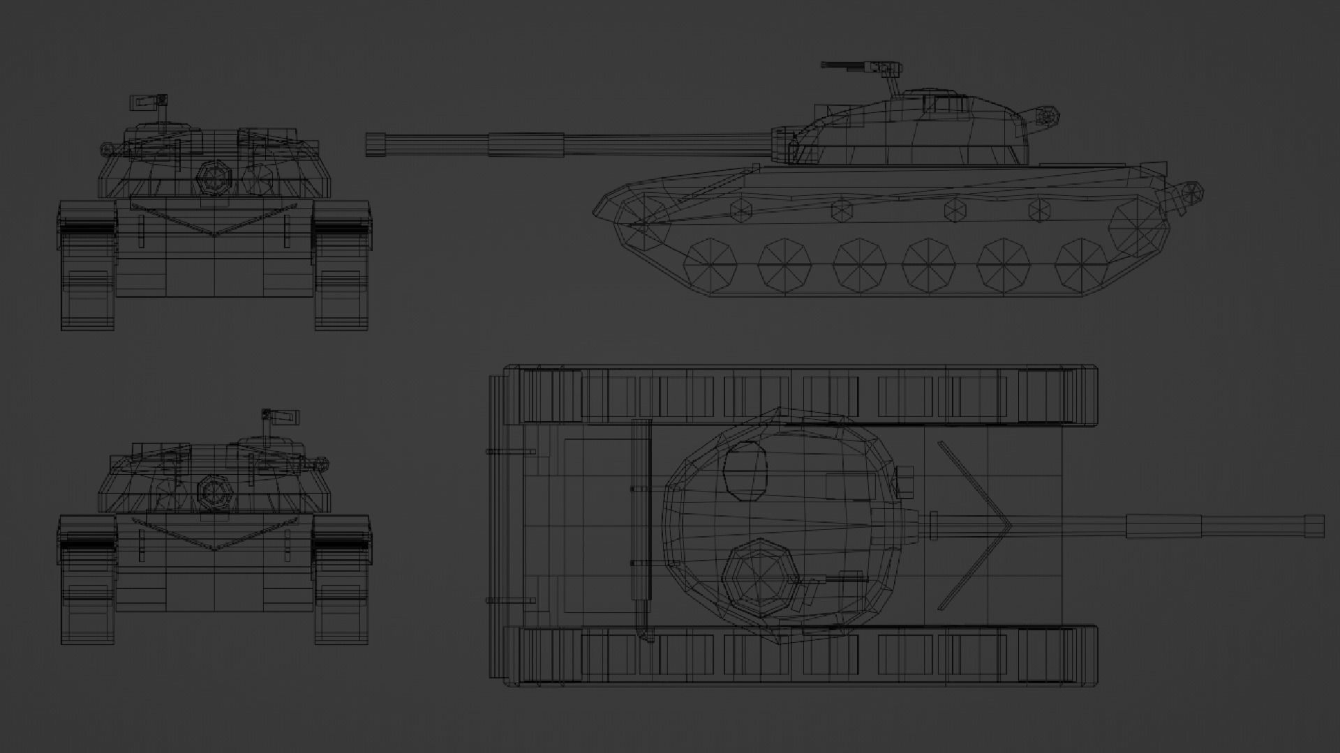 3D model T-64 Tank Low Poly with Skeleton and Suspension VR / AR / low ...