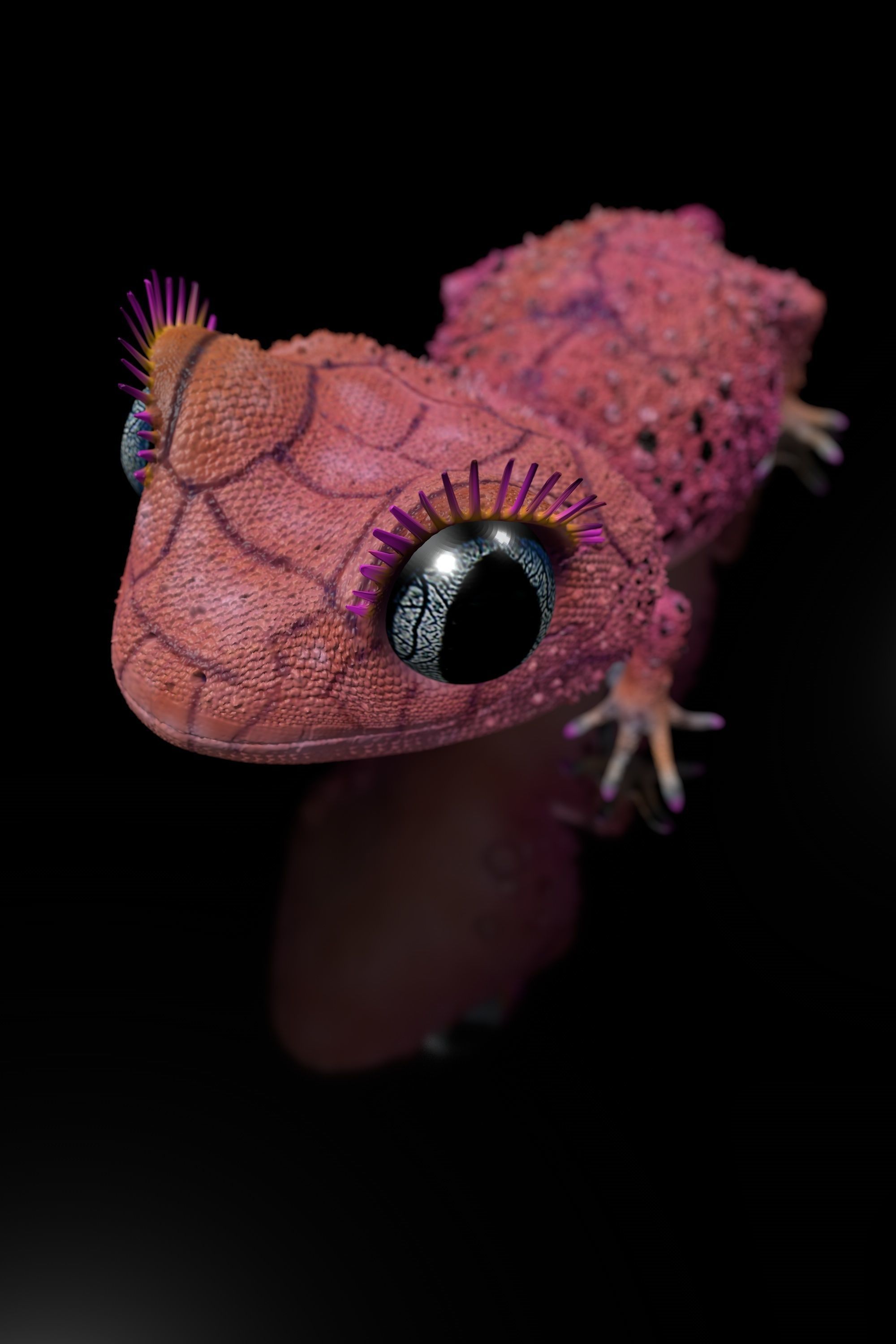 Nephriri Pink Gecko lady High-polygon 3D model full-size texture 3D ...