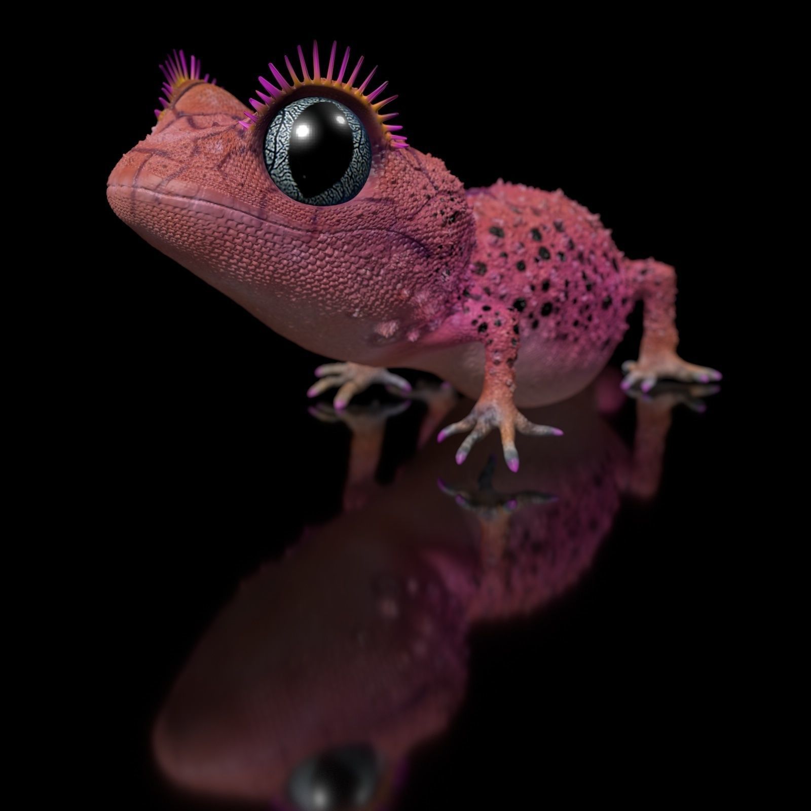 Nephriri Pink Gecko lady High-polygon 3D model full-size texture 3D ...