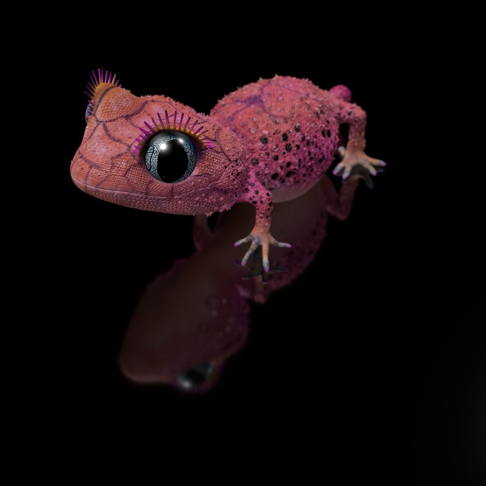 Nephriri Pink Gecko lady High-polygon 3D model full-size texture 3D ...