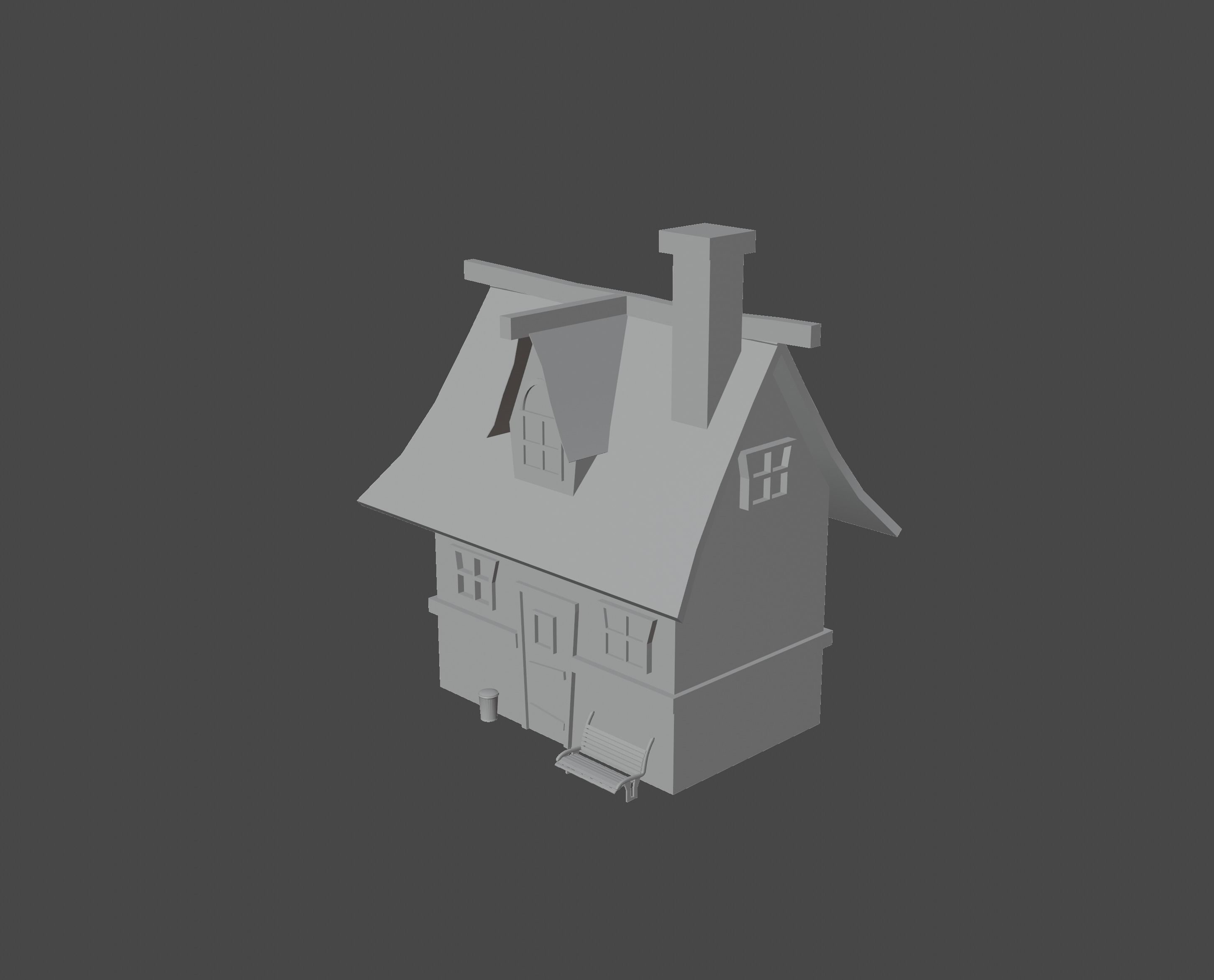 3D model Cartoon House Exterior Low poly 3D model VR / AR / low-poly ...