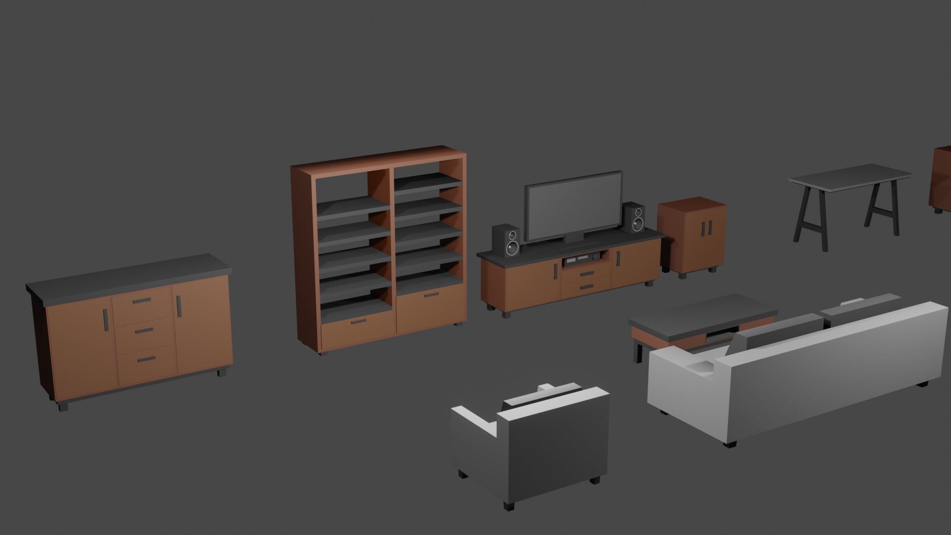 Low Poly Furniture Pack 35 pieces Textured free VR / AR / low-poly 3D ...