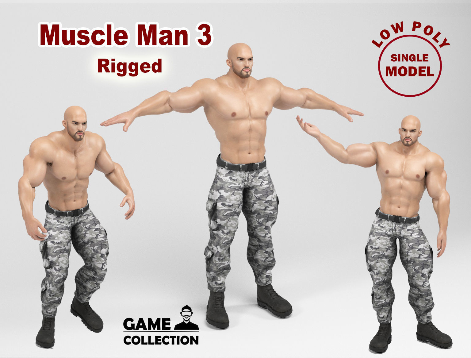 3D model Muscle Man 3 VR / AR / low-poly rigged animated | CGTrader