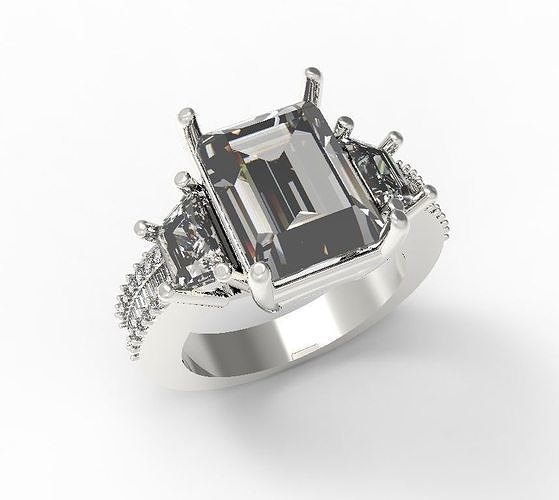 radiant engagement ring 3D model 3D printable | CGTrader