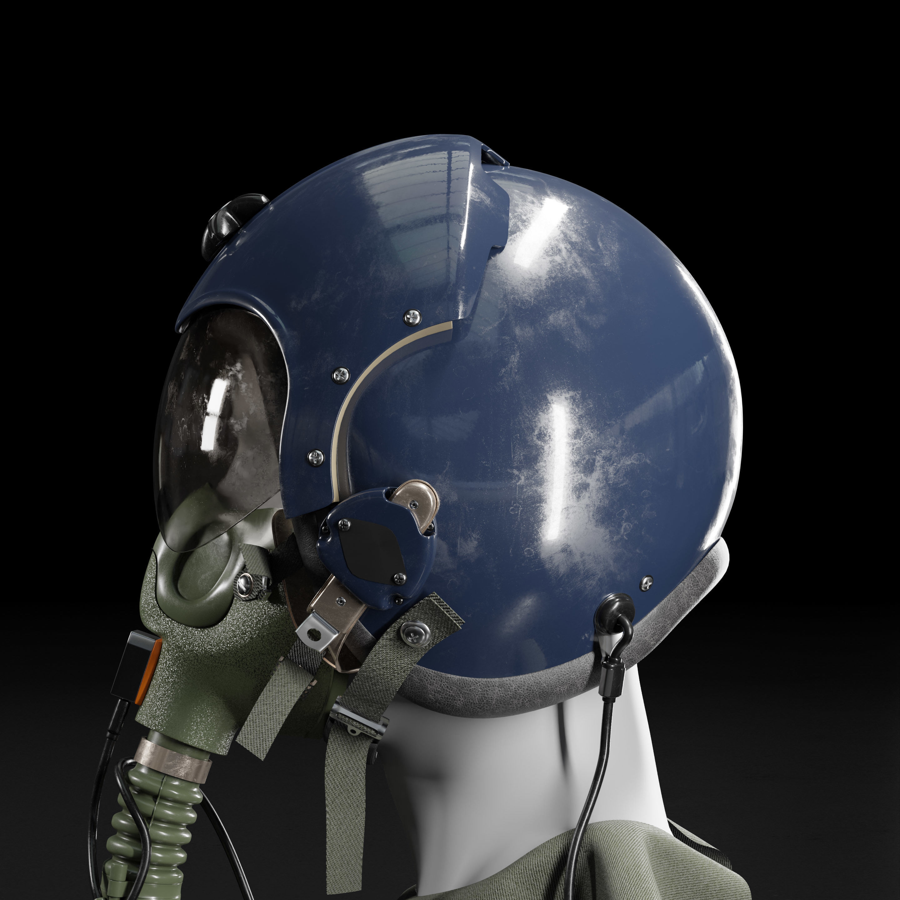 High Quality HGU-33 Fighter Pilot Helmet with MBU-12 Oxygen Mask 3D ...