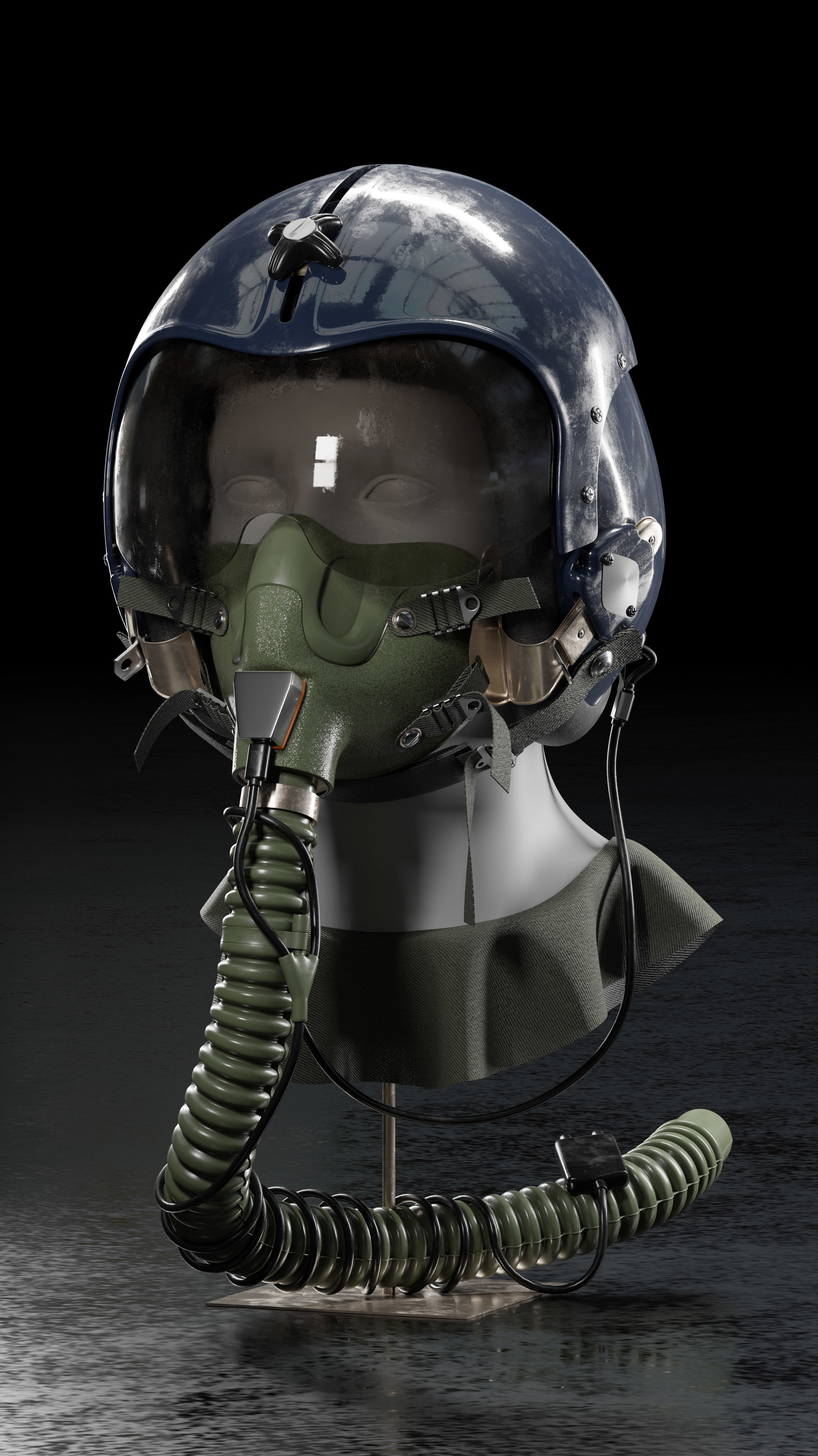 High Quality HGU-33 Fighter Pilot Helmet with MBU-12 Oxygen Mask 3D model | CGTrader