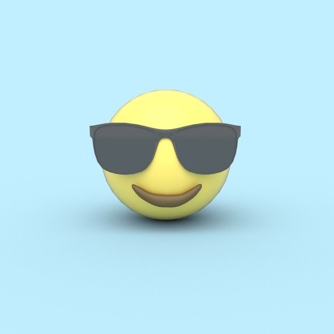 3D model Smiling Face with Sunglasses 3D Emoji VR / AR / low-poly ...