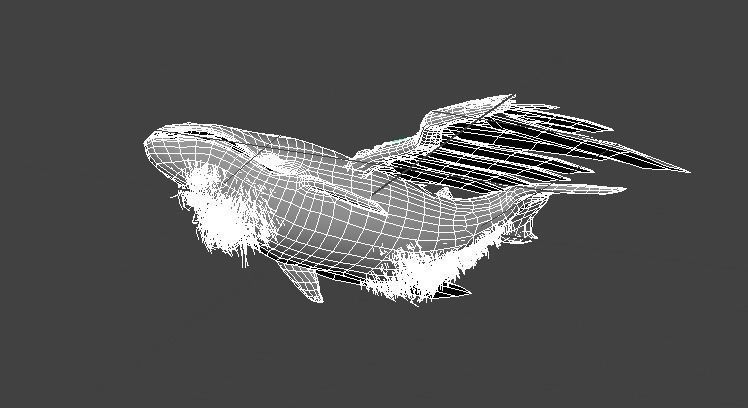 3D model CGI Whale with option to add retractable birdlike wings VR ...