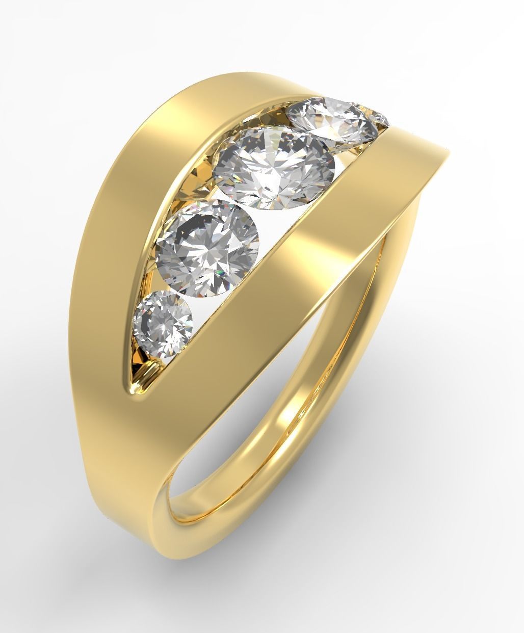 Five Stone Floating Diamond Ring free 3D model | CGTrader