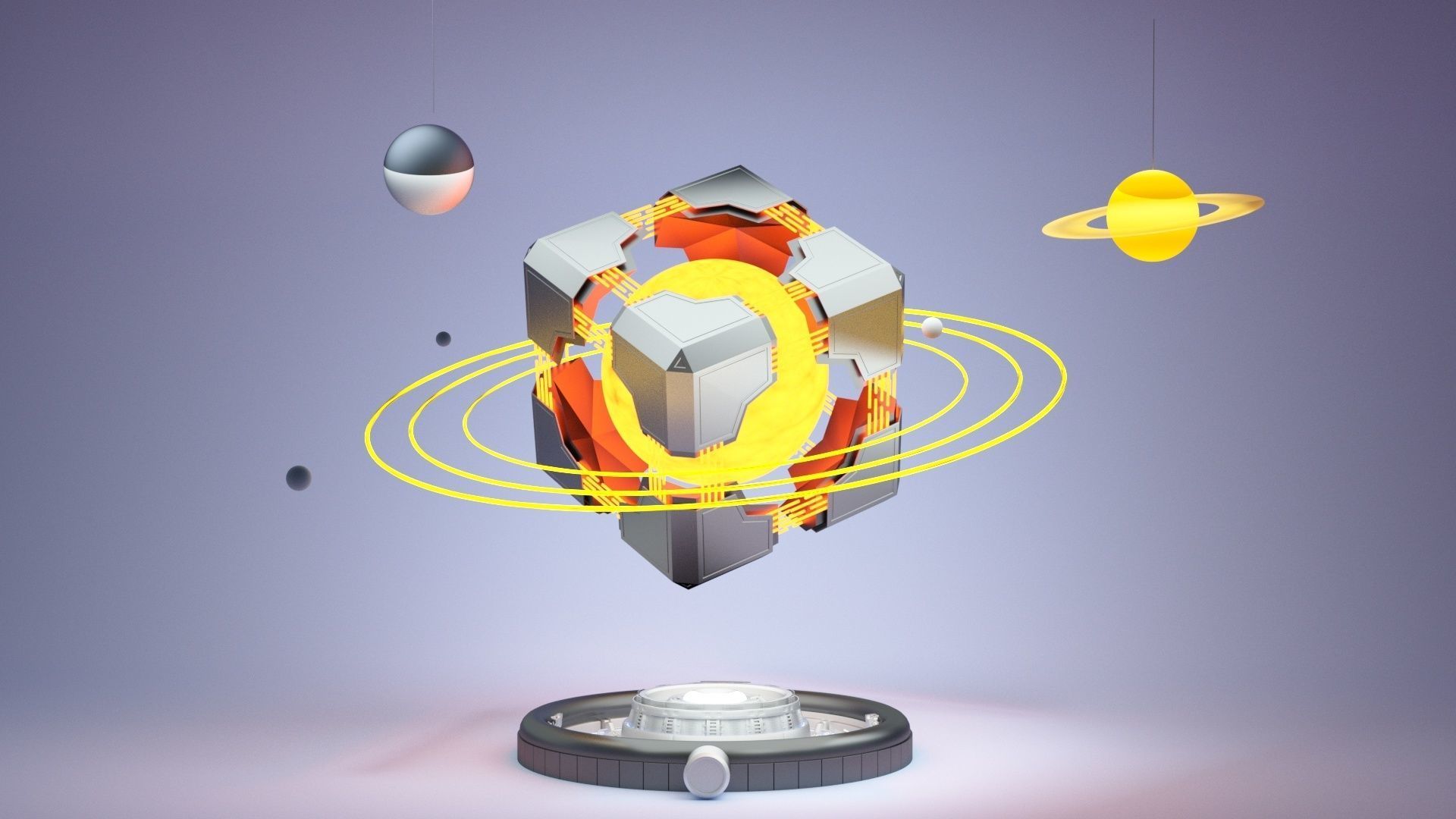 Scifi tech cube energy power space allspark universe planet 3D model ...