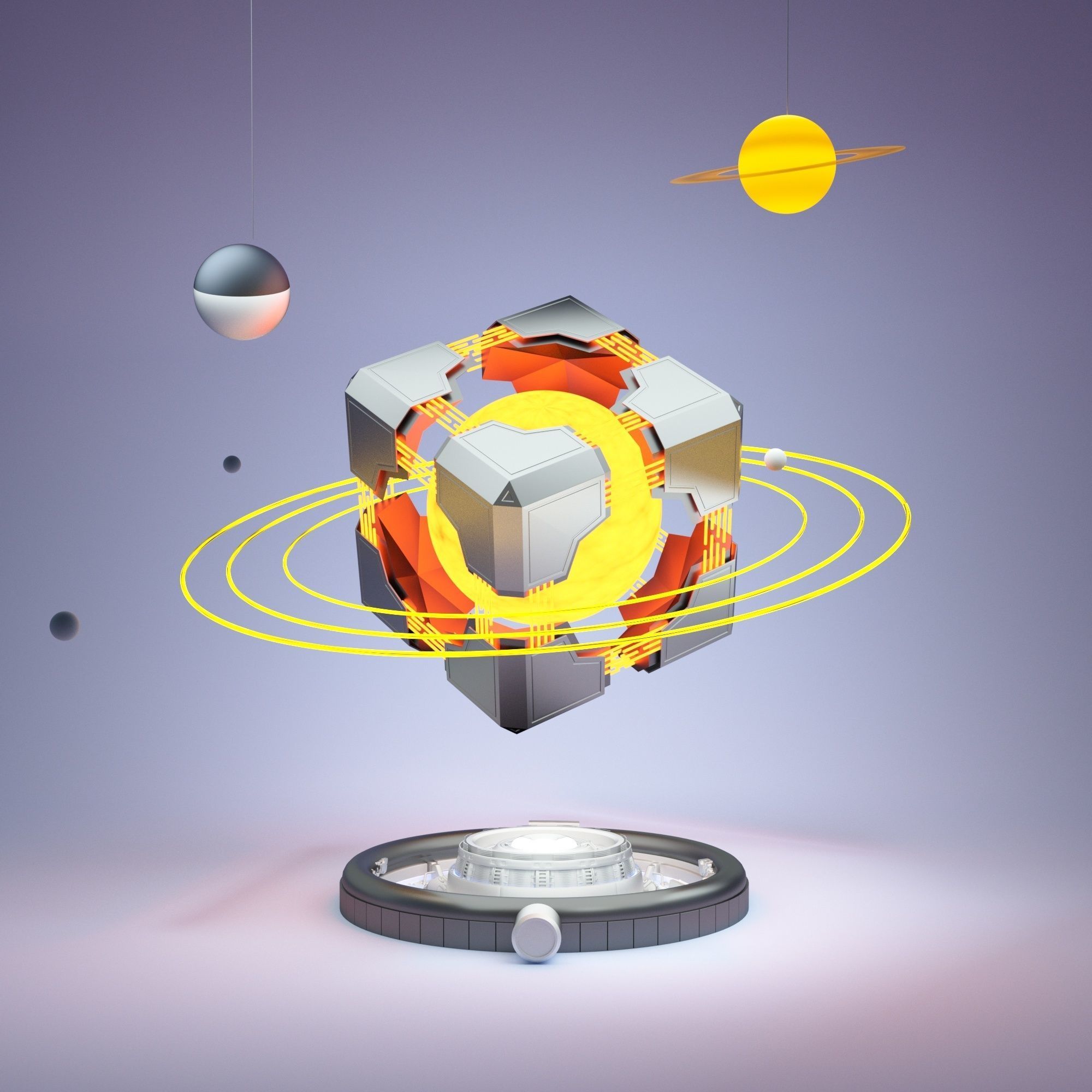 Scifi Tech Cube Energy Power Space Allspark Universe Planet 3d Model
