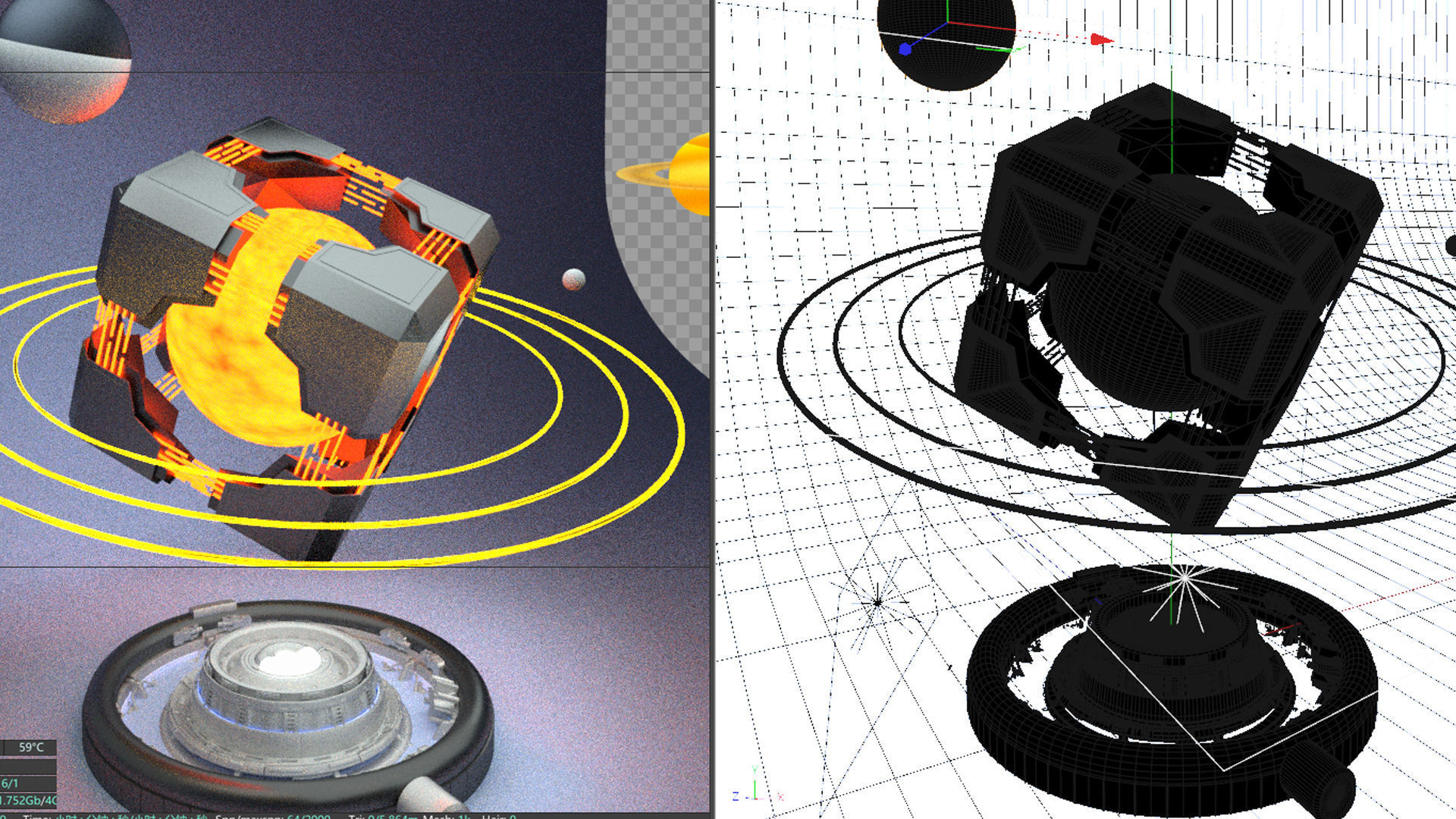 Scifi tech cube energy power space allspark universe planet 3D model ...