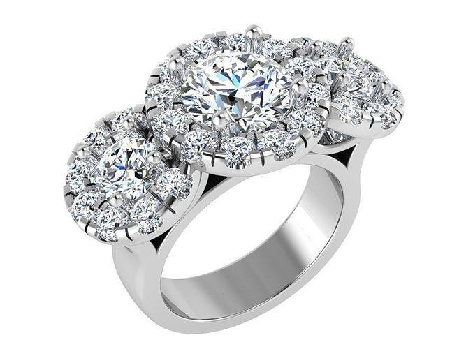 Luxurious 3-Stone diamond ring 3240 3D print model 3D model 3D ...