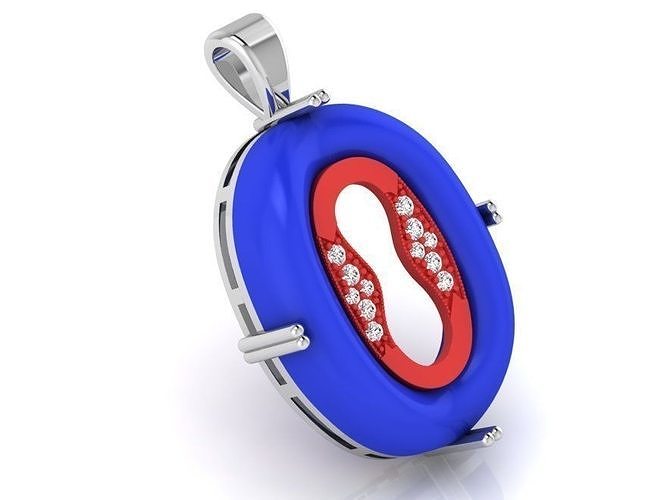 Red and blue oval pendant 3244 3D print model 3D model 3D printable ...