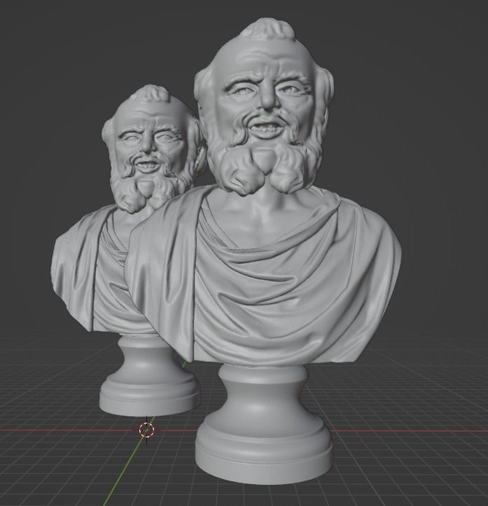 Democritus two busts 3D model 3D printable | CGTrader